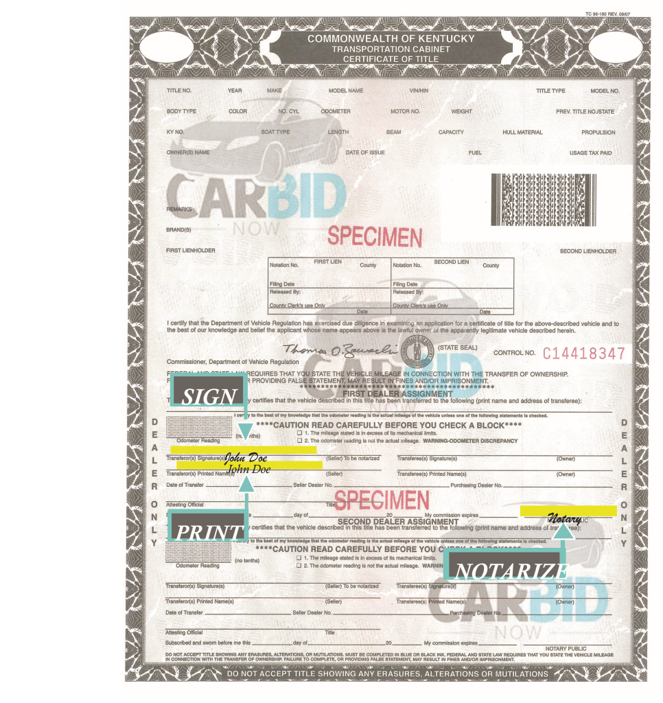 Kentucky, KY Title Page