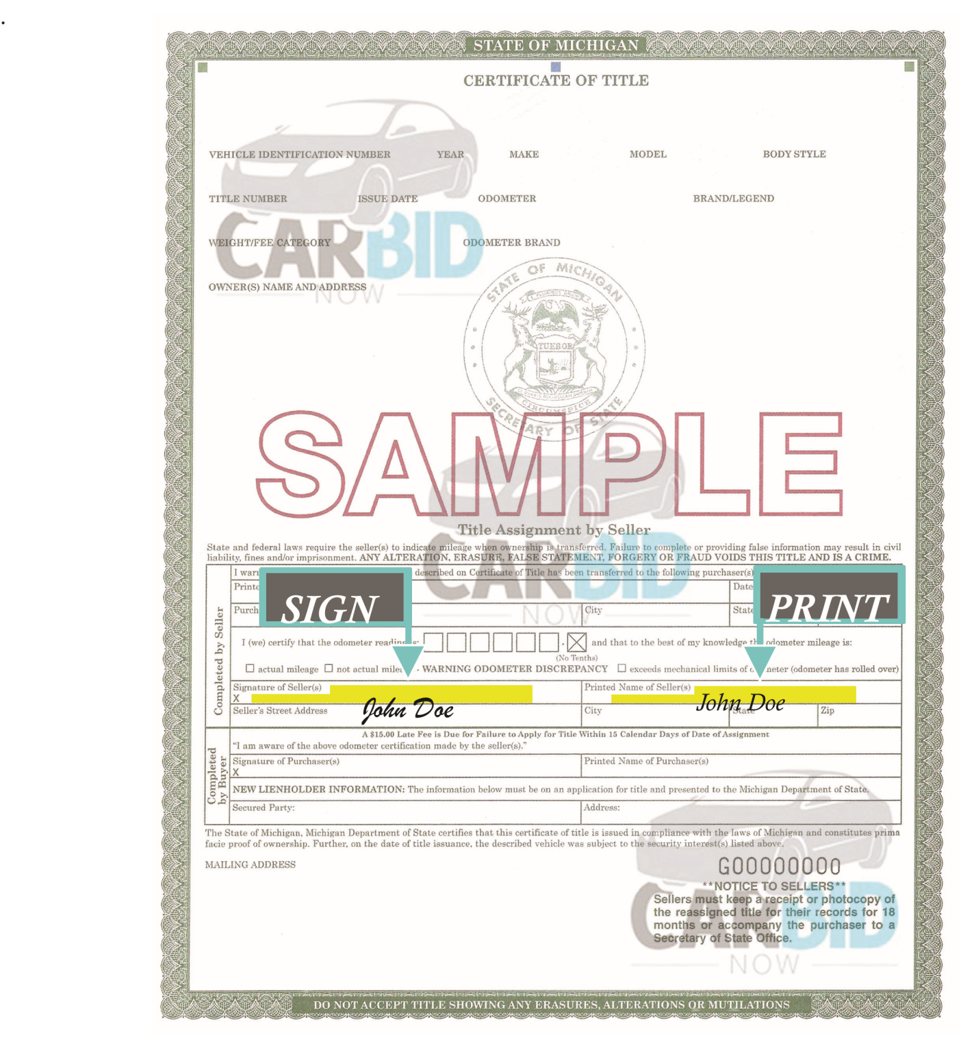 Michigan, MI Title Page